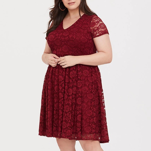 torrid | Dresses | Torrid 8 2 Dress Redburgundy Lace Skater Party ...